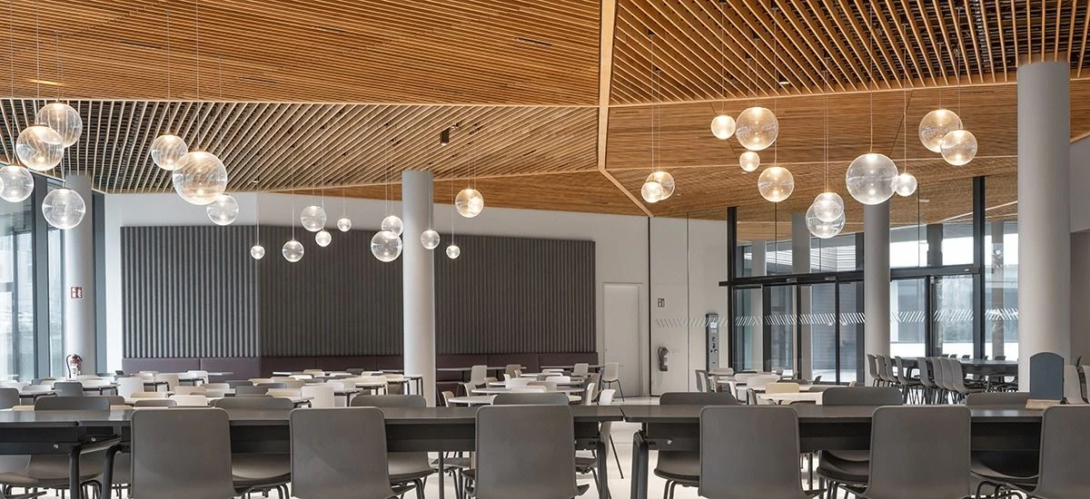 Derako® Wood Grill Ceiling | Continentale Campus